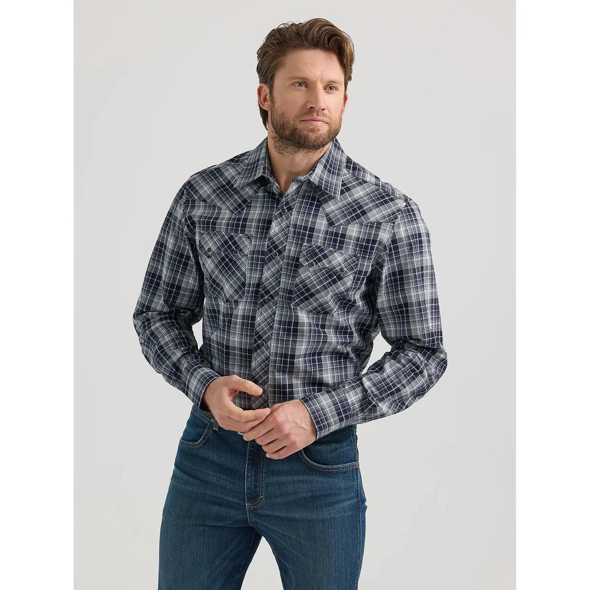 MEN'S WRANGLER RETRO® LONG SLEEVE SAWTOOTH SNAP POCKET WESTERN SHIRT I ...