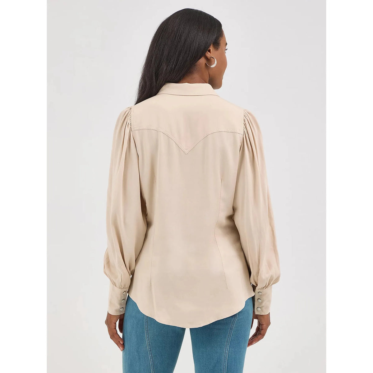 Women's Wrangler Poet Sleeve Western Shirt-Buff – CWesternwear